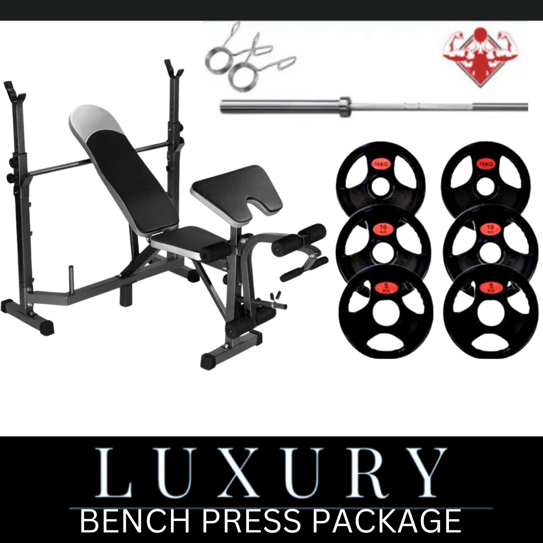 9 IN 1 BENCH PRESS PACKAGE WEIGHTS AND BAR – Power Gym Equipment